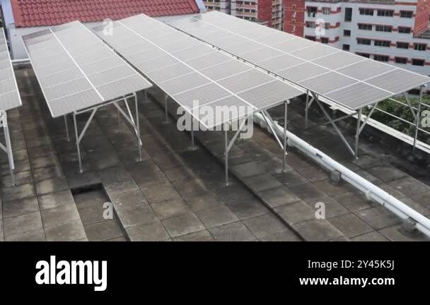 Singapore- 14 Sep 2024: Solar panel installed on top of HDB block in ...