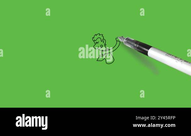 draw jumping young man hold sword upside in right hand and see backside ...