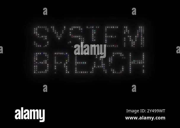 SYSTEM BREACH text made from symbols with technology glitch effect ...