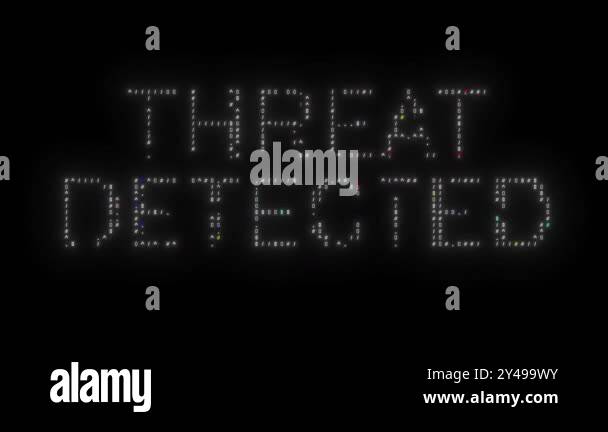 Threat Detected Text Made From Symbols With Technology Glitch Effect Looped Hacking Animation