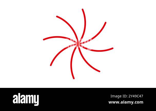 Animated red linear flower is drawn gradually. Line symbol of lotus ...