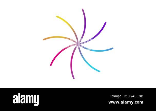 Animated colorful linear flower is drawn gradually. Line symbol of ...