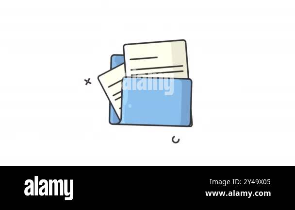 open folder icon animation paper document motion graphic alpha channel loop video design ...