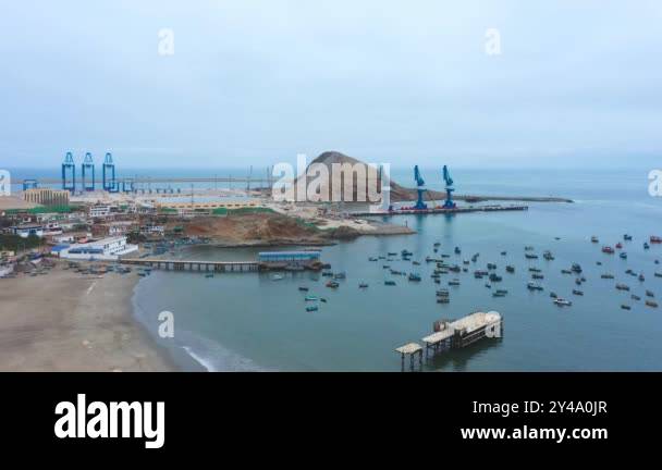 Chancay seaport. Located in Peru, Mega port under construction by the ...