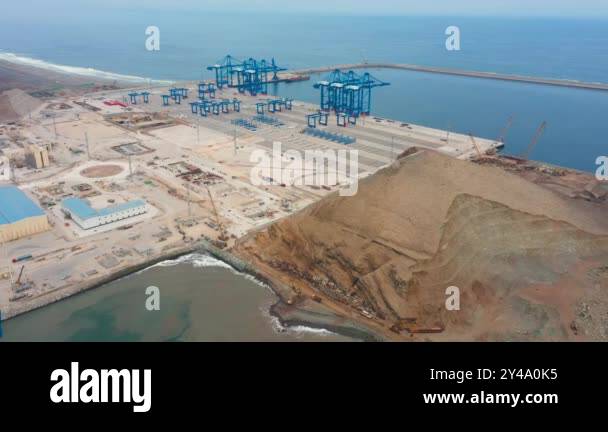 Chancay seaport. Located in Peru, Mega port under construction by the ...