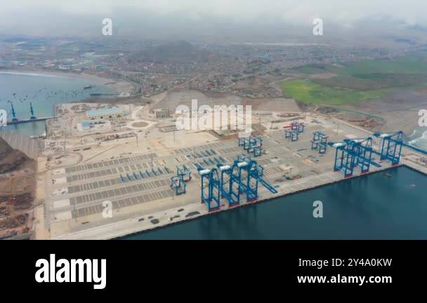 Chancay seaport. Located in Peru, Mega port under construction by the ...