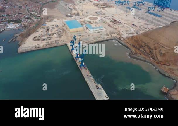 Chancay seaport. Located in Peru, Mega port under construction by the ...