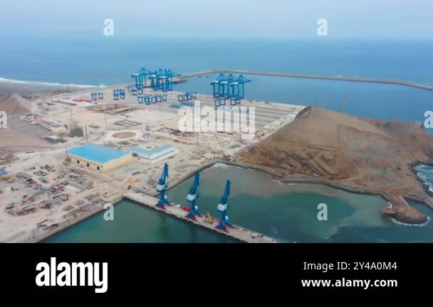 Chancay seaport. Located in Peru, Mega port under construction by the ...