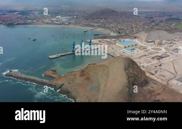 Chancay seaport. Located in Peru, Mega port under construction by the ...