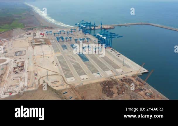 Chancay seaport. Located in Peru, Mega port under construction by the ...