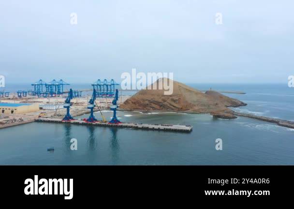 Chancay seaport. Located in Peru, Mega port under construction by the ...