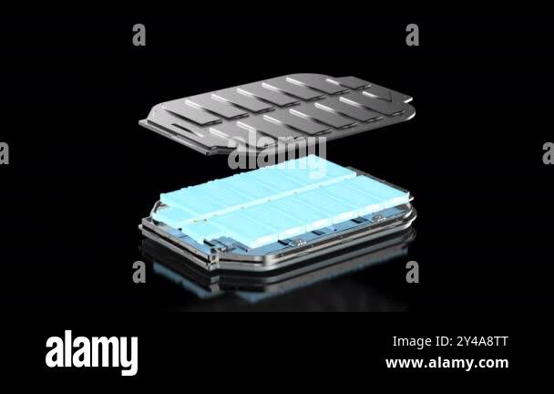 Exploded view of electric vehicle battery or pack of lithium-ion pouch ...