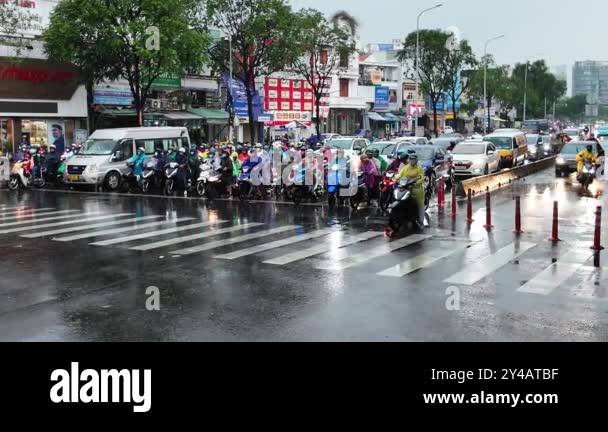 HO CHI MINH CITY, VIET NAM- SEPT 14, 2024: Crowded scene at rush hour ...
