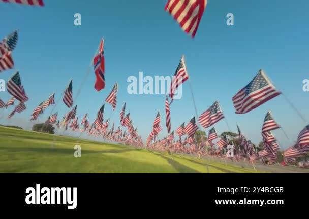 A breathtaking firstperson view from an FPV drone showcases 3,000 flags ...