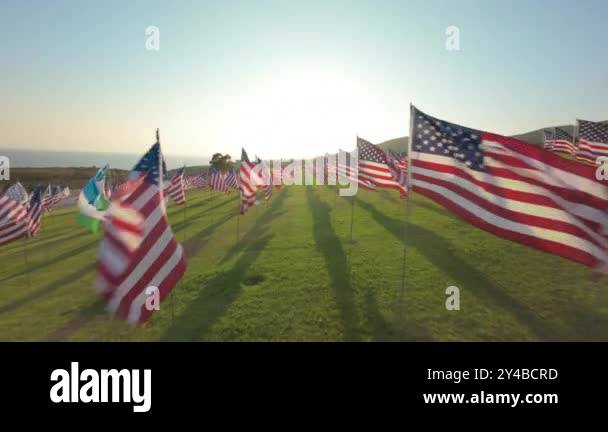 This aerial view features 3,000 flags, each representing different ...