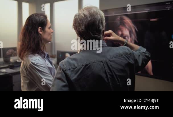 Male and female scientists talk, conduct historical and scientific ...