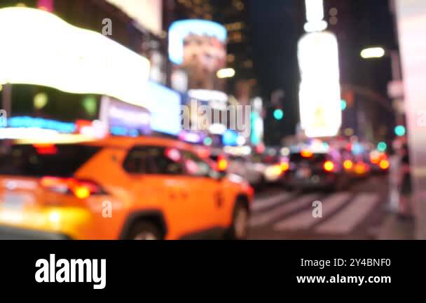 New York City Times Square, Manhattan Midtown Broadway street, USA. American NYC yellow taxi cab ...