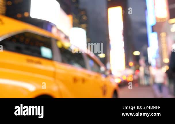 New York City Times Square, Manhattan Midtown Broadway street, USA. American NYC yellow taxi cab ...