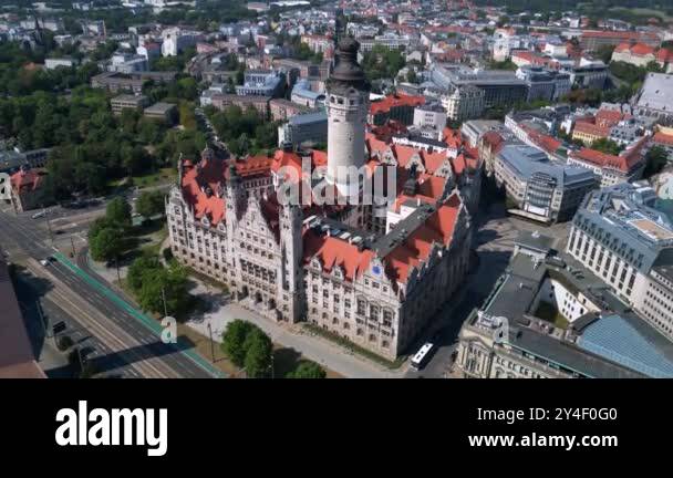 Aerial view of the iconic leipzig new city hall, a stunning example of ...