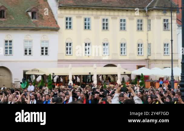 Sibiu City, Romania - 11 June 2024. Graduation ceremony where students ...