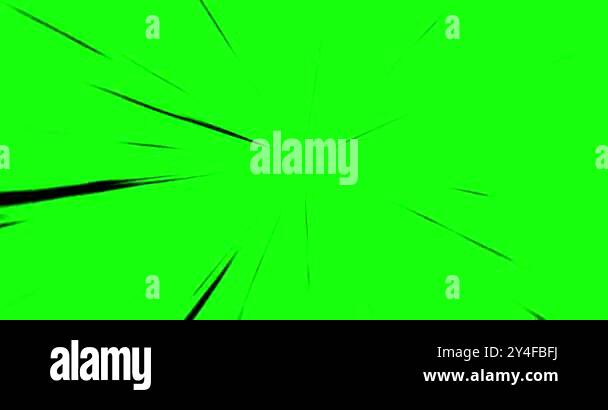 Black speed lines isolated on green chromakey. Fast motion manga comics ...