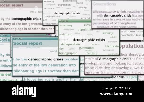 Demographic crisis global population problem pop up windows on computer ...