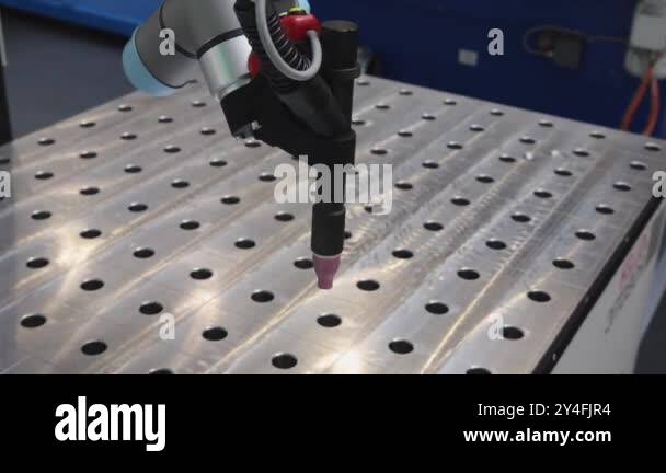 Robot Welding Equipment With Robotic Arm Metal Fabrication Table Stock ...