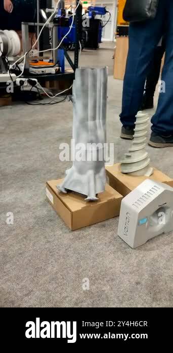 Kyiv, Ukraine, May 24, 2024:-3D scanning. Working portable 3D scanner ...