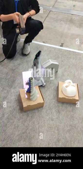 Kyiv, Ukraine, May 24, 2024:-3D scanning. Working portable 3D scanner ...