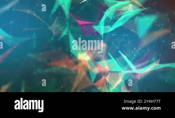 abstract blue gradient background with motion white plexus of dots and lines, technology with ...