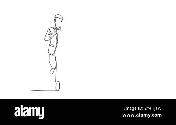 Self drawing animation of single line draw happy group of male and ...
