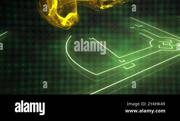 Yellow abstract animation over digital baseball field diagram. Sports ...