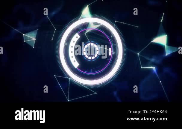 Futuristic digital interface animation over rotating globe with data ...