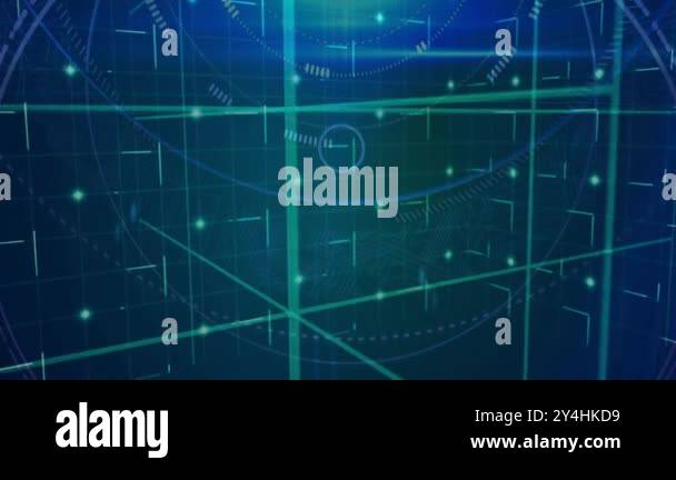 Futuristic technology animation with digital grid and data points. sci ...