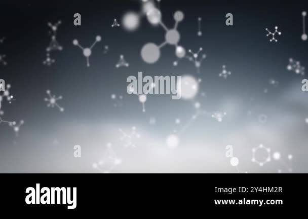 Molecular Structures Animation Floating Over Gradient Background