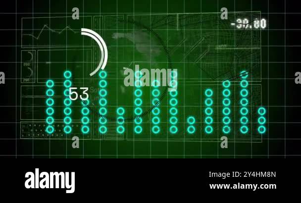 Digital data visualization with graphs and charts over world map ... Digital data visualization with graphs and charts over world map ...