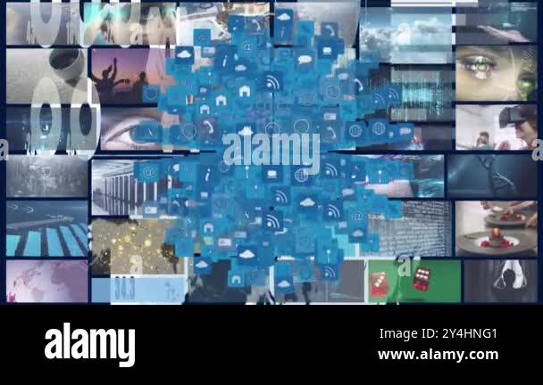 Animating digital communication icons over diverse multimedia images ...