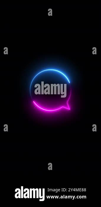 neon animation of text balloon clip art, fast moving blue and pink rays ...