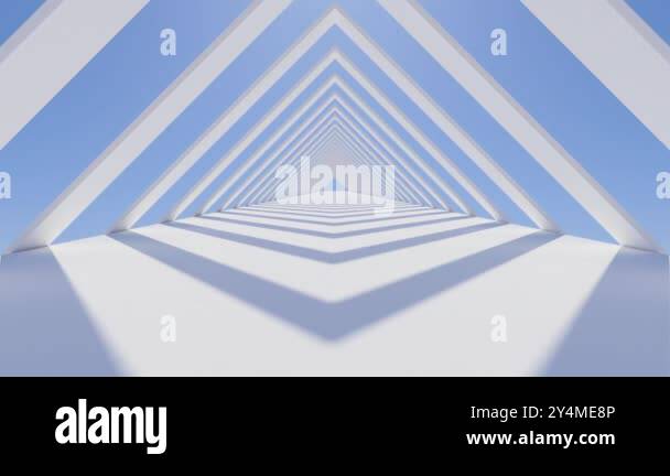 3d rendering white arch tunnel day light and shadow loop animation, 4K ...