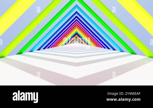 Arch tunnel day light and shadow animation loop rainbow colors with 3d ...
