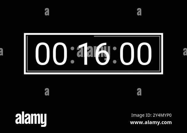 20 seconds countdown timer digital clock on black background suitable ...