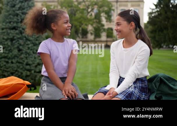 Female friendship young little girls multiracial schoolgirls friends ...