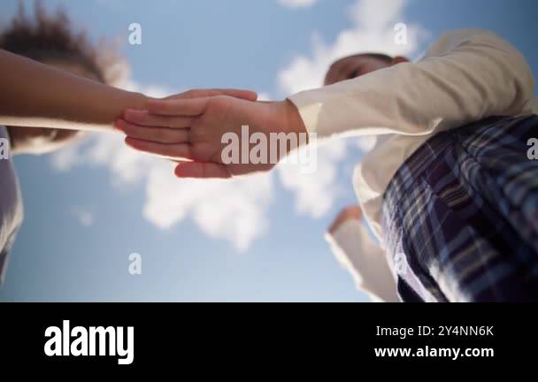 Bottom view two schoolgirls friends little girls school students ...