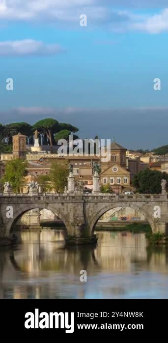 Time lapse of Rome Skyline with Vatican St Peter Basilica and St Angelo ...