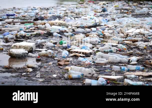 impactful image of plastic waste pollution in nature, featuring ...