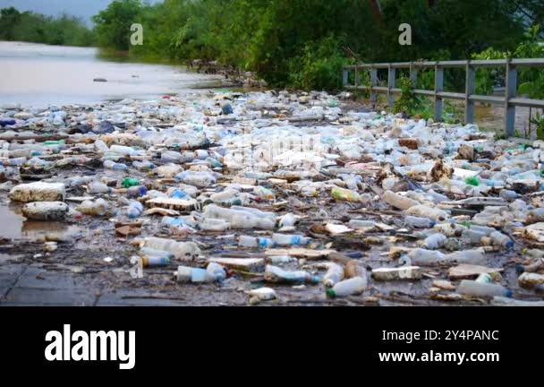 impactful image of plastic waste pollution in nature, featuring ...