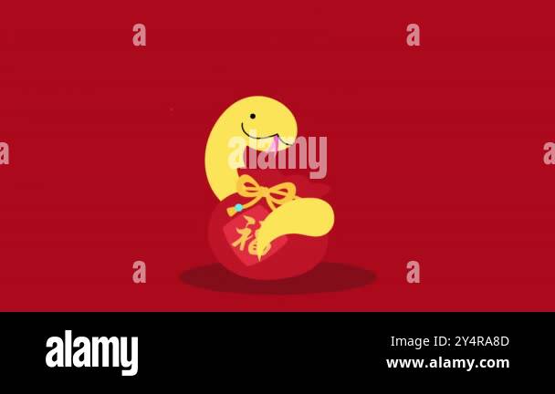 Cute chinese new year snake with luck money bag. Happy chinese new year ...