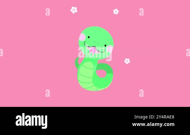 Cute chinese new year of the snake 2025 animation horizontal video ...