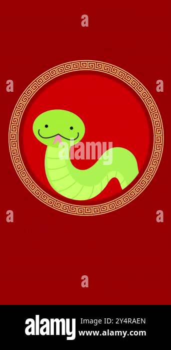 Cute chinese new year of the snake 2025 greeting card animation ...