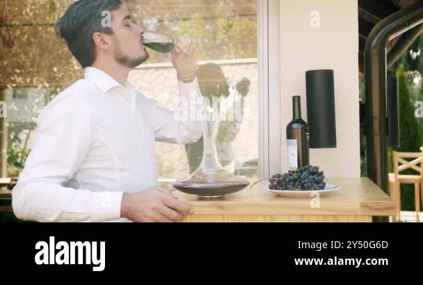 Winemaking concept. Man winemaker tasting wine. Concept of tasting and ...